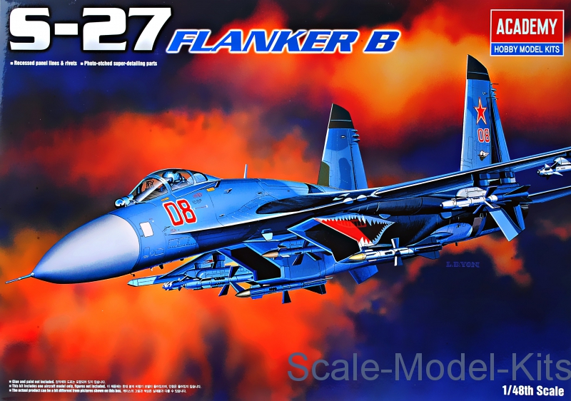 Academy - Fighter Sukhoi Su-27 Flanker B - plastic scale model kit in 1 ...