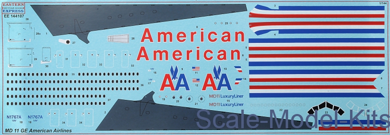 Civil airliner MD-11, American-Eastern Express plastic scale model kit ...