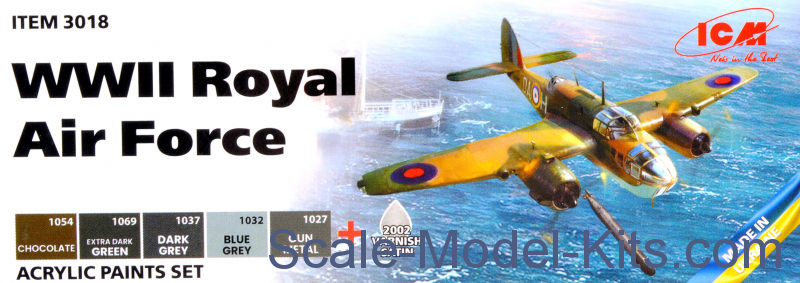 Acrylic paints set for WWII Royal Air Force, 6 pcs-ICM plastic scale ...