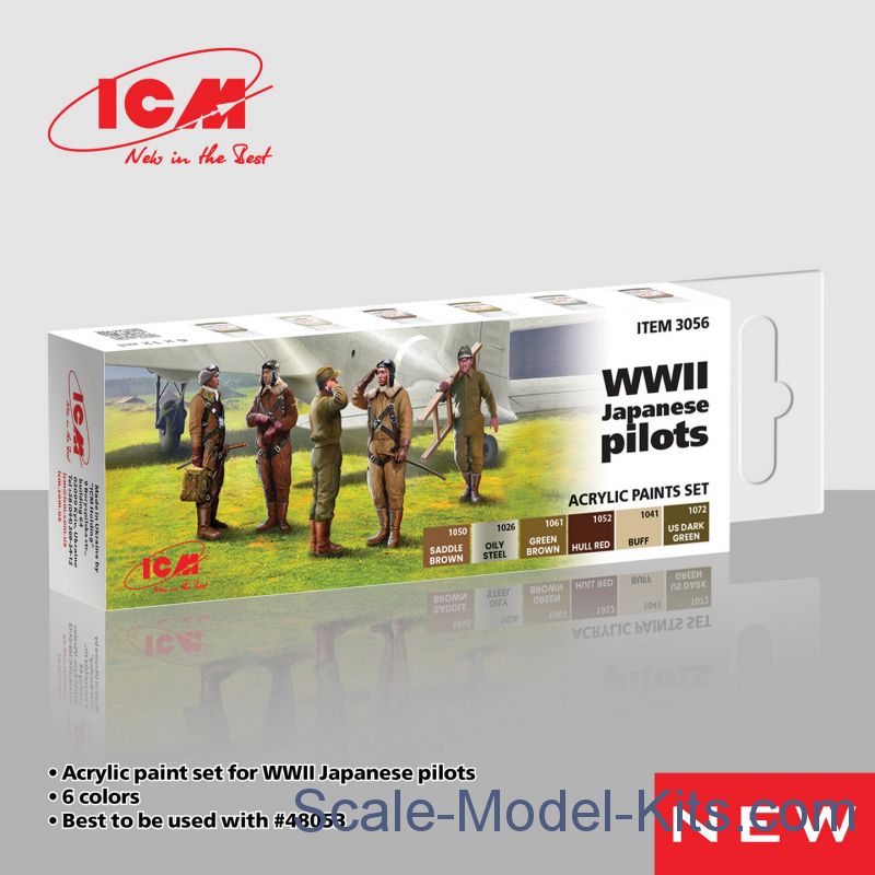 Acrylic paints set for WWII Japanese pilots, 6 pcs-ICM plastic scale ...