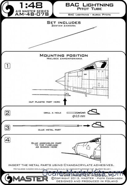 Master - BAC Lightning - Pitot Tube - plastic scale model kit in 1:48 ...