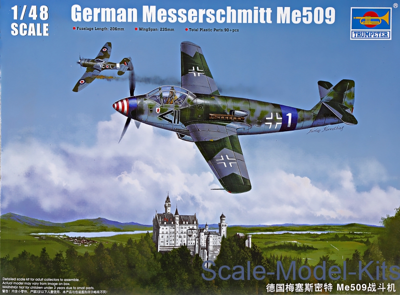 Trumpeter - Messerschmitt Me-509 - plastic scale model kit in 1:48 ...
